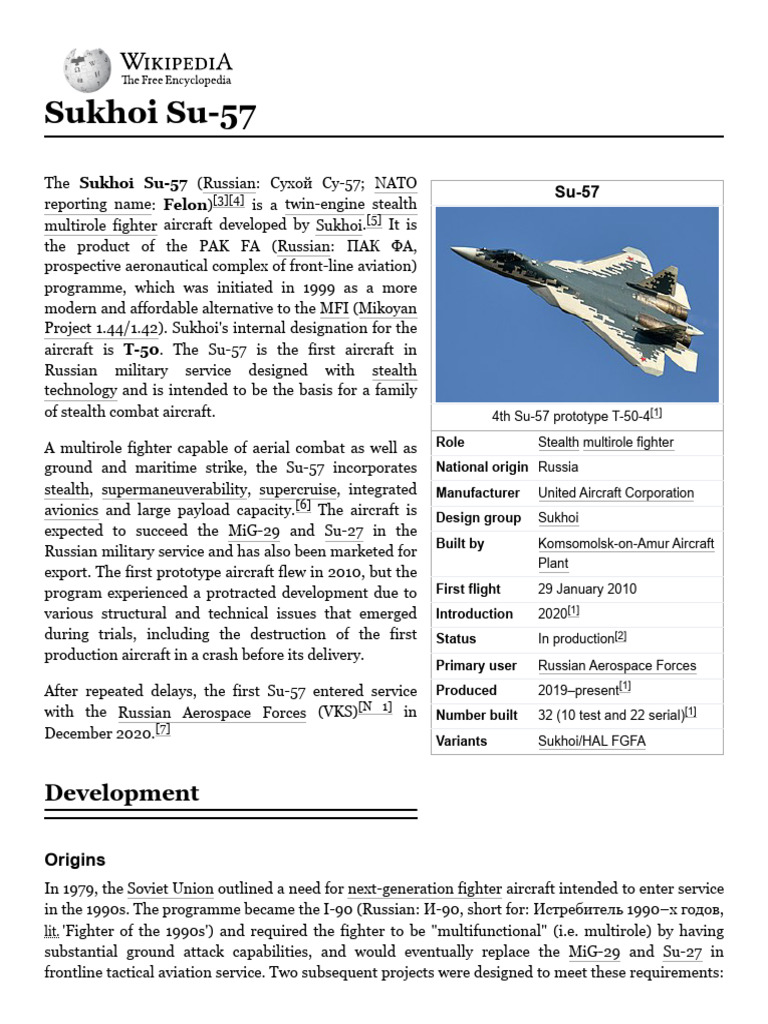 Su 57 | PDF | Aerospace | Aircraft