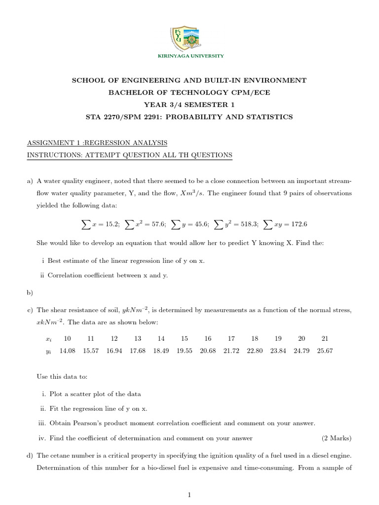 Sta 2270 Sps 2291 Assignment | PDF | Coefficient Of Determination | Linear Regression