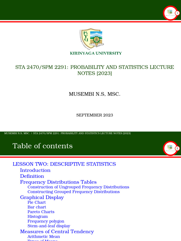 Sps 2291 Lesson 2 | PDF | Mean | Histogram