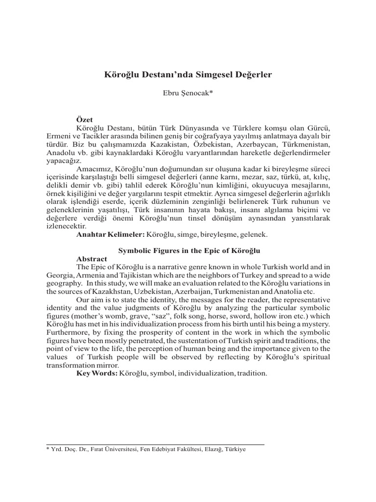 Koroğlu Destanında Simgesel Degerler | PDF