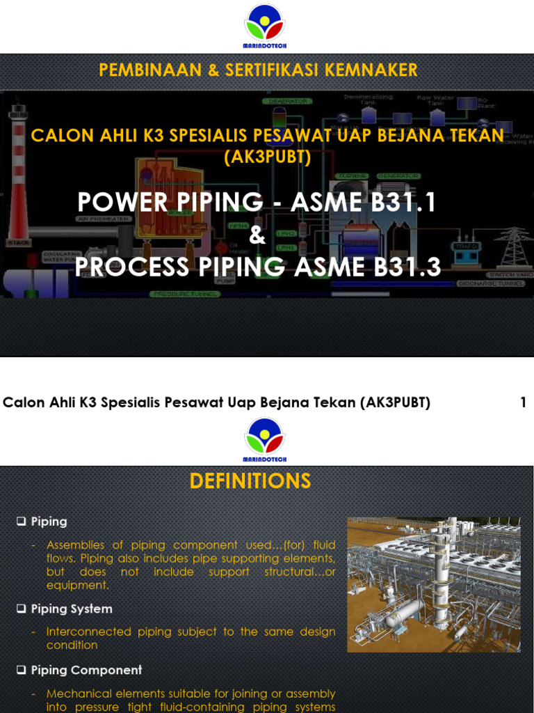 Materi Power Piping ASME B31.1 & B31.3 | PDF | Pipe (Fluid Conveyance) | Building Engineering