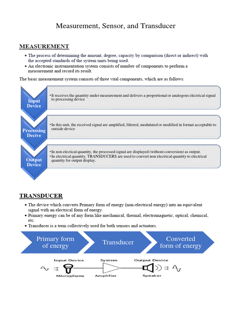 Measurement, Sensor and Transducer | PDF | Sensor | Metrology