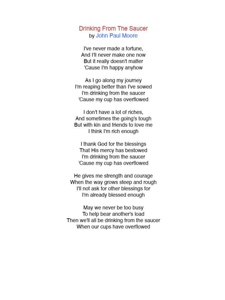 Drinking From My Saucer | PDF