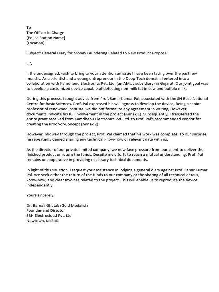 General Diary Request: Money Laundering | PDF | Business