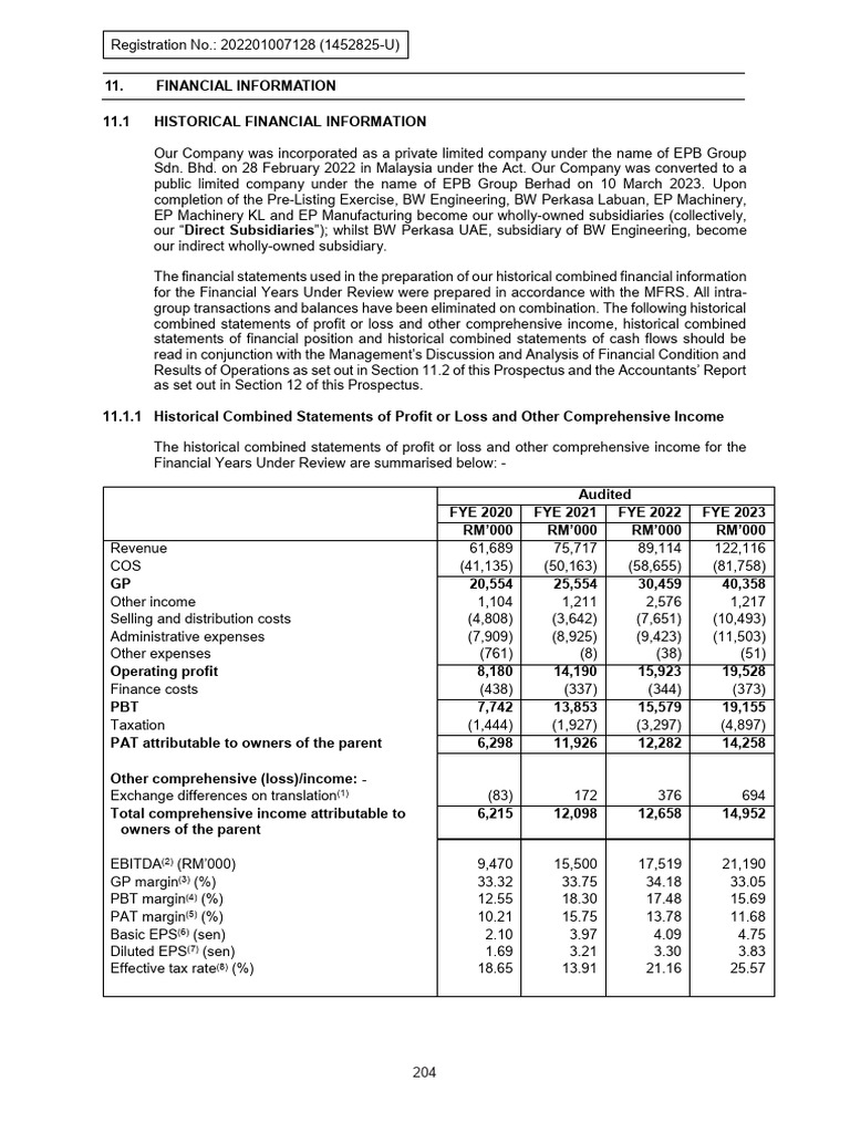 EPB Group Berhad - Prospectus (Part 3) | PDF | Equity (Finance) | Expense