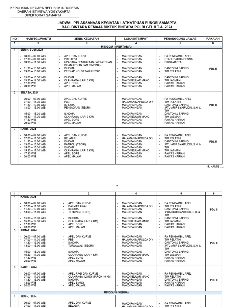 Jadwal Bintra Selo 16 New | PDF