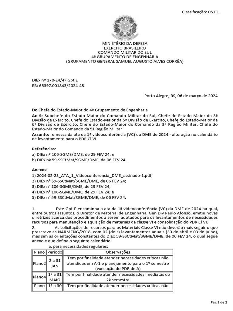 DIEx-170-E4 - 4º GPT E | PDF | Militar