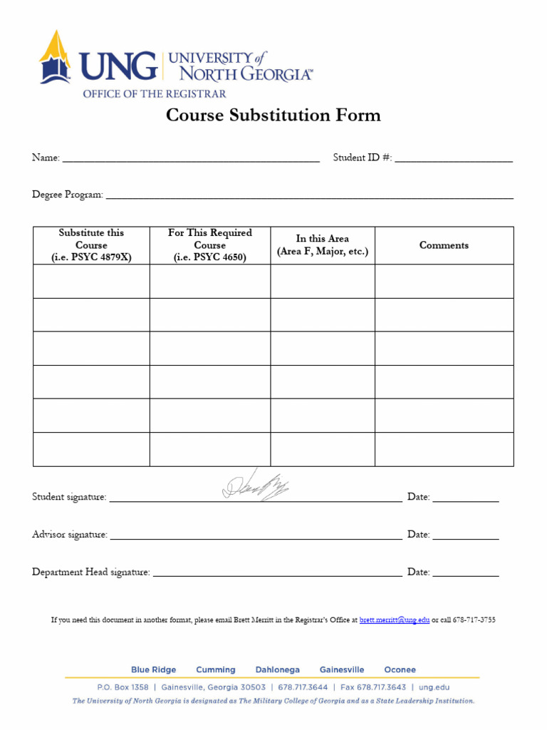 Course Subsititution Form | PDF