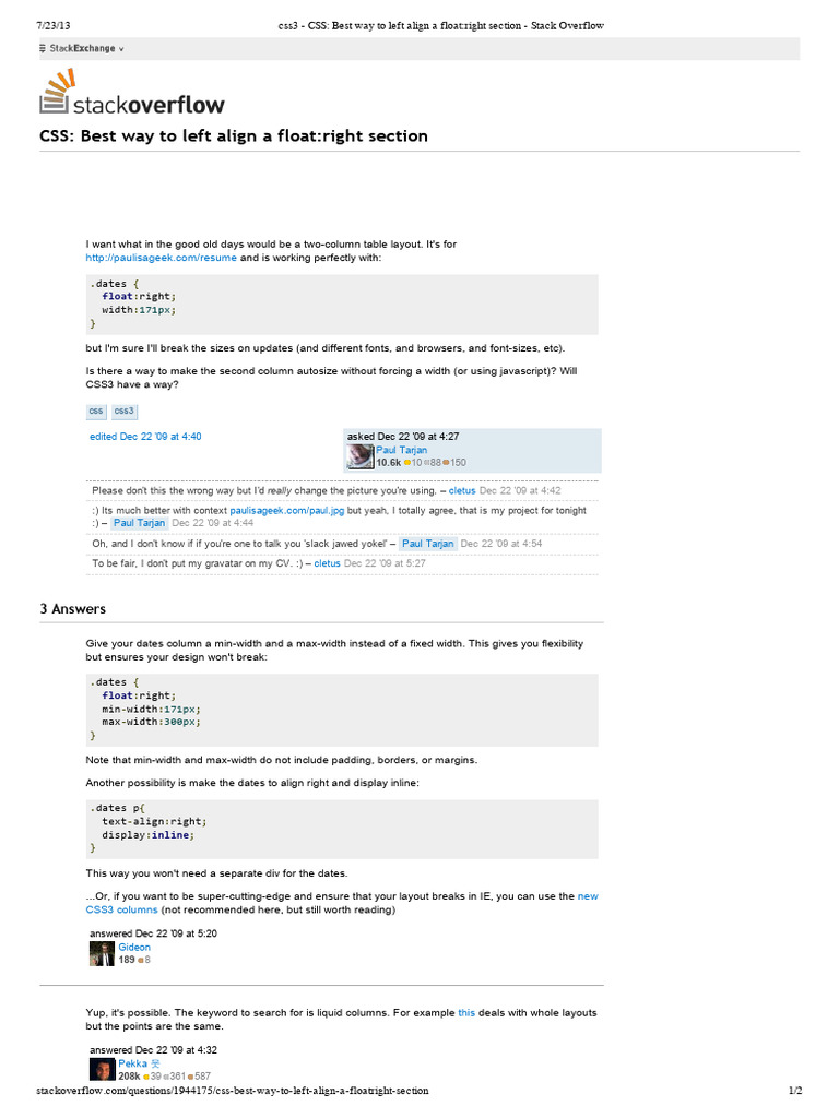 Clips Css Best Way To Left Align A Float Right Section Stack Overflow Pdf Web