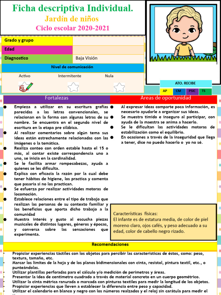 FICHAS DESCRIPTIVAS INDIVIDUALES PREESCOLAR INCLU | Descargar gratis ...