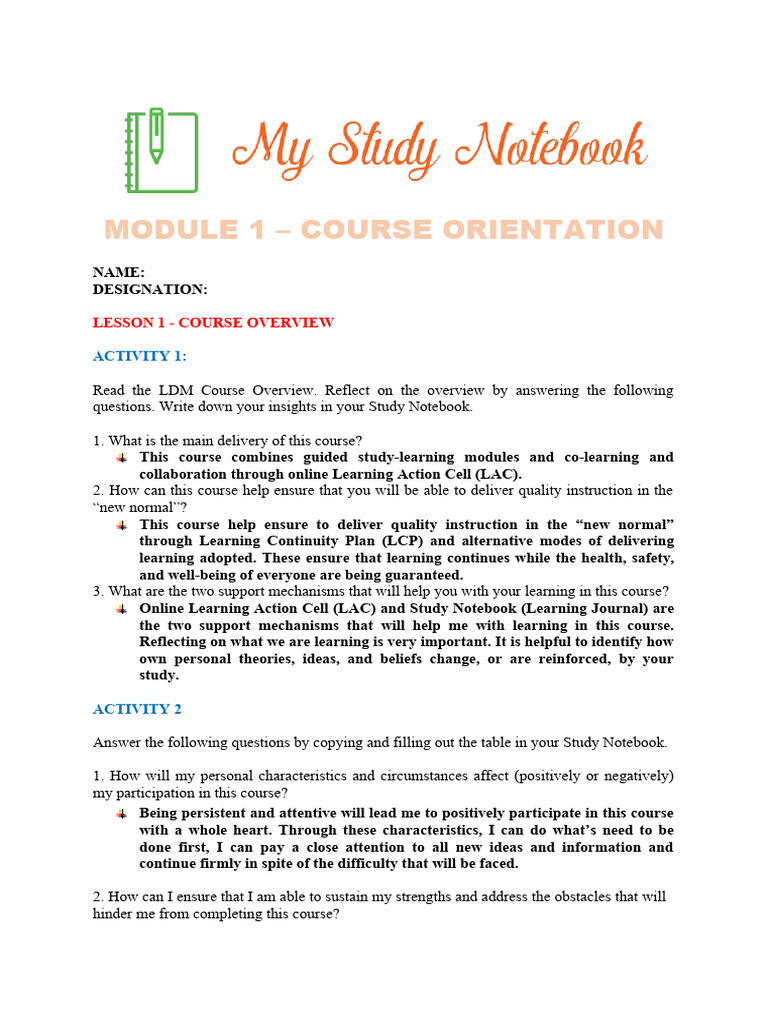 Module 1 Study Notebook | PDF | Learning | Educational Technology