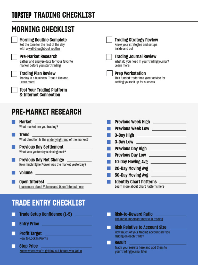 Comprehensive Trading Checklist | PDF | Investing | Financial Markets