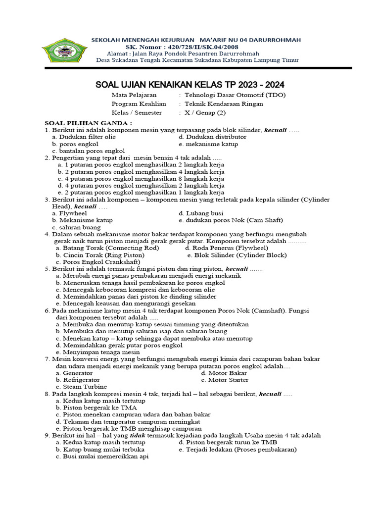 SOAL PAS 24 TDO X Fix | PDF | Sains & Matematika | Komputer