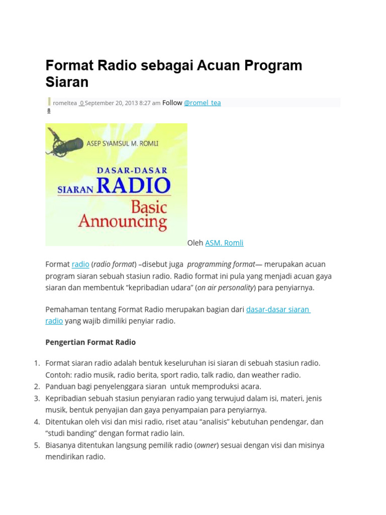 Format Radio Sebagai Acuan Program Siaran | PDF