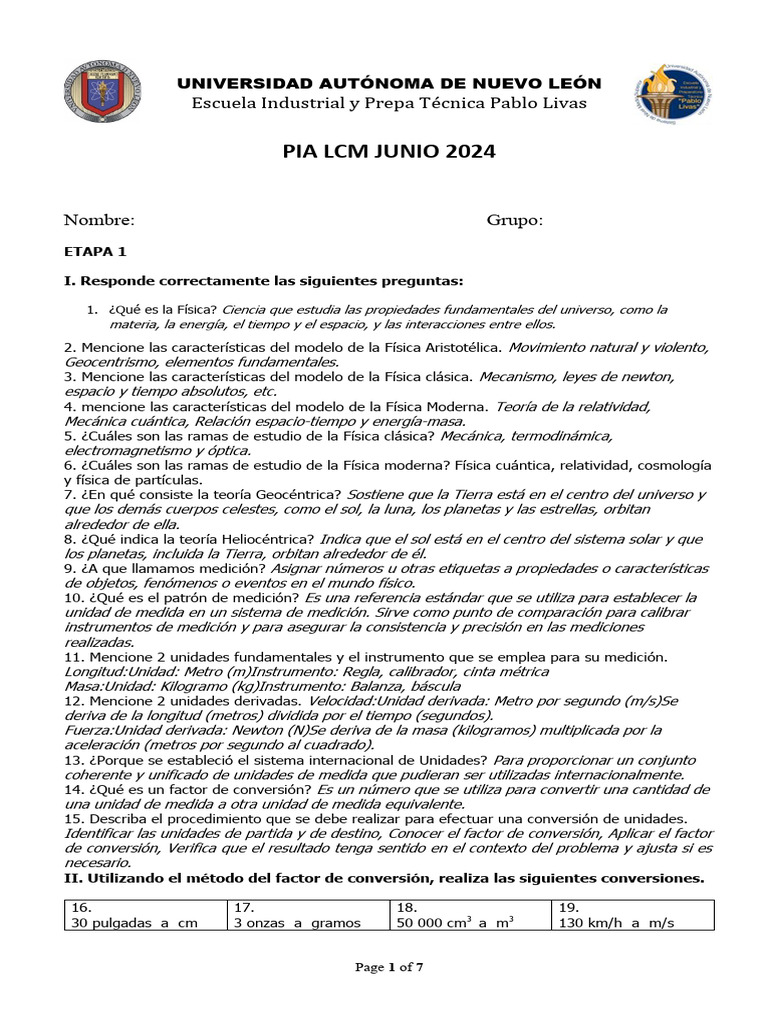 Pia LCM Ej2024 | PDF | Física | Masa