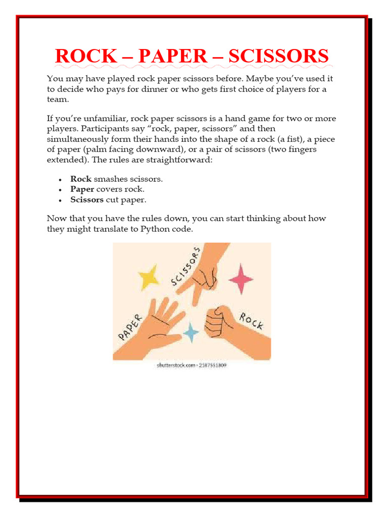 ROCK PAPER SCISSORS | Download Free PDF | Python (Programming Language) | Computing