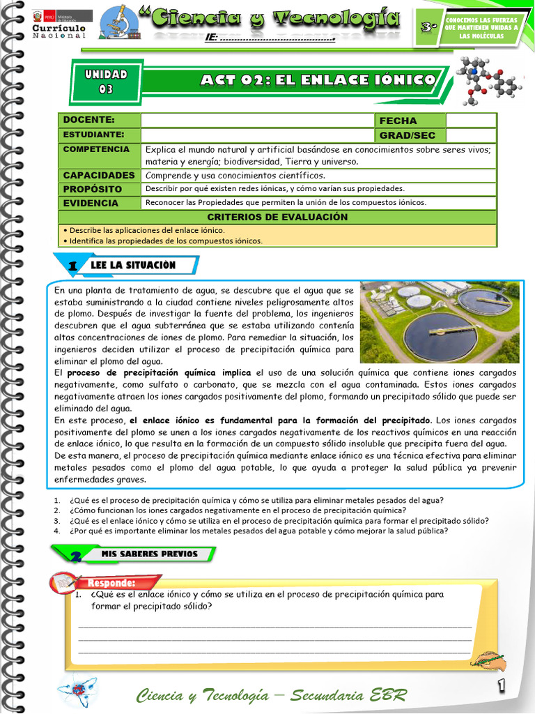 B-3º Act 2 Cyt Und 3 - Sem 2 | PDF | Enlace iónico | Compuestos químicos