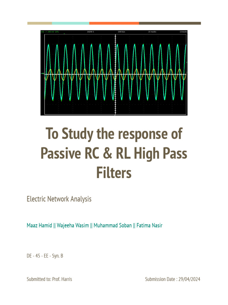 ENA Lab Report Passive RC and RL High Pass Filters | PDF ...
