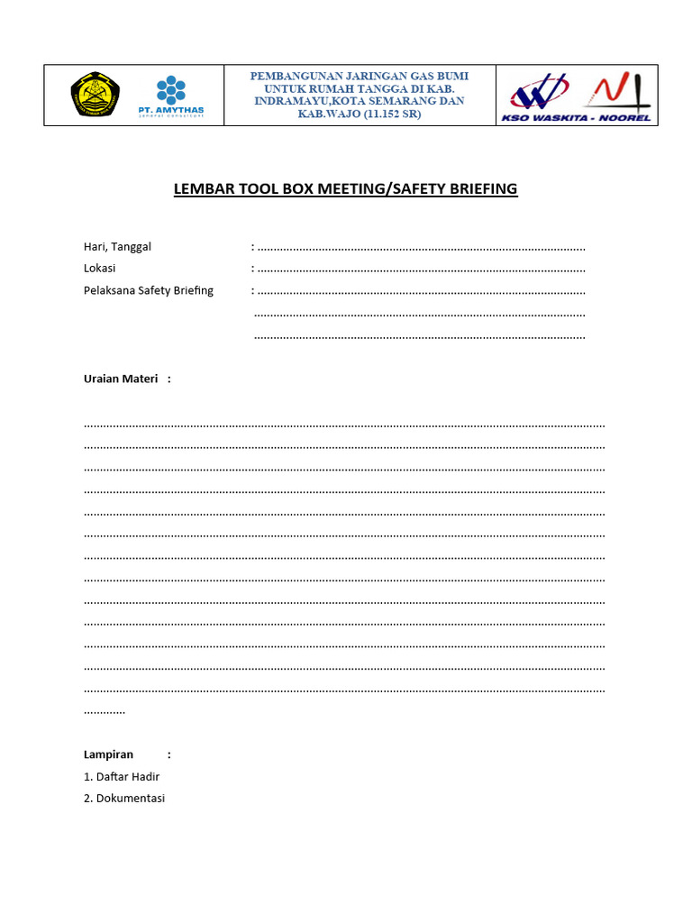 Form Safety Breafing | PDF | Griya & Taman | Sains & Matematika
