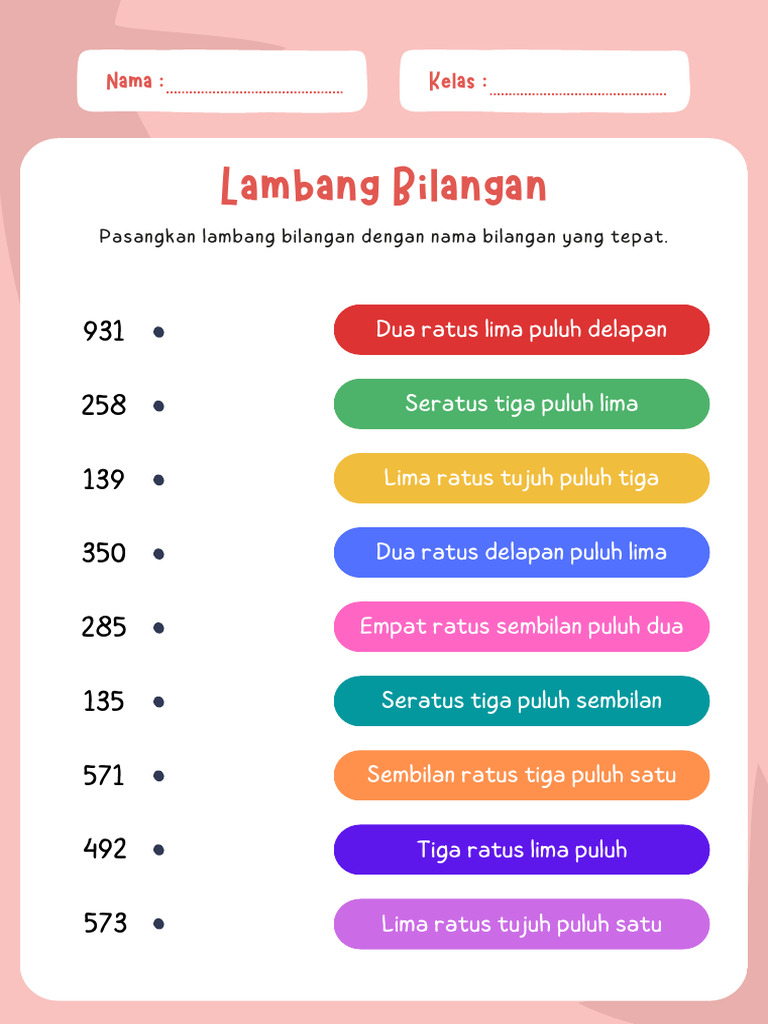 LKPD Membilang Dan Nilai Tempat Sampai Ratusan | PDF