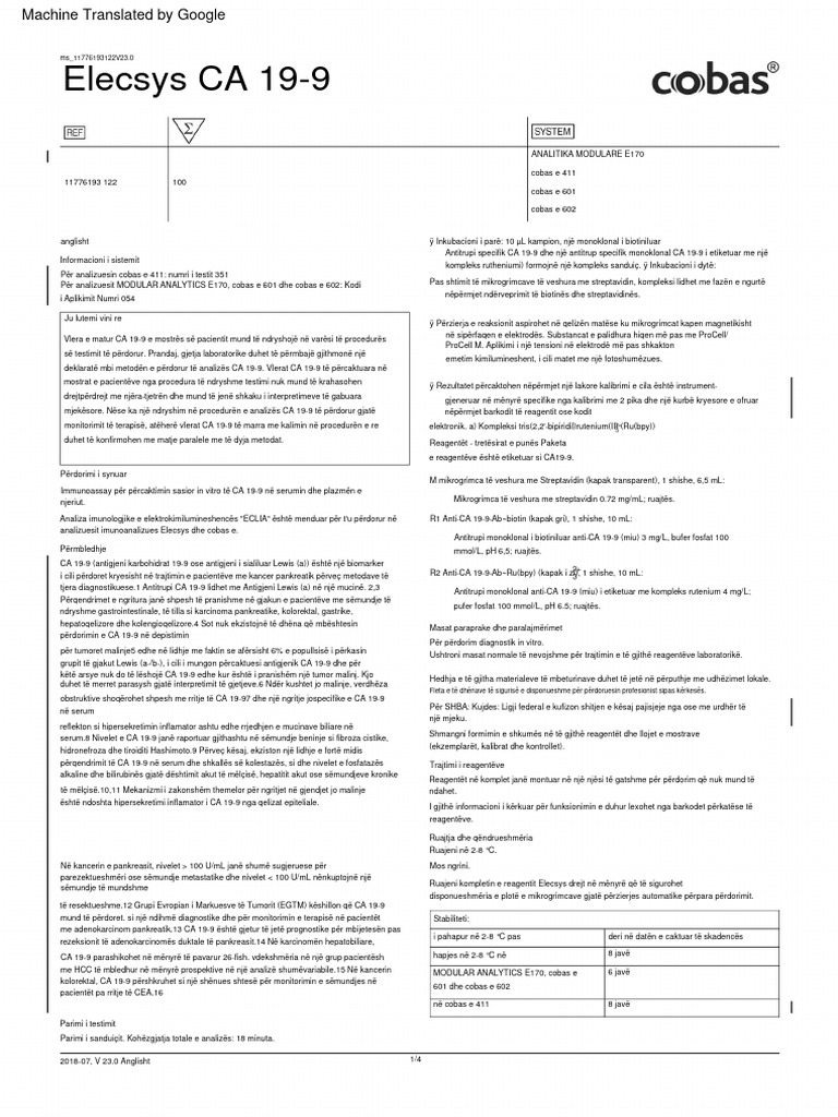 Elecsys CA 19-9 | PDF