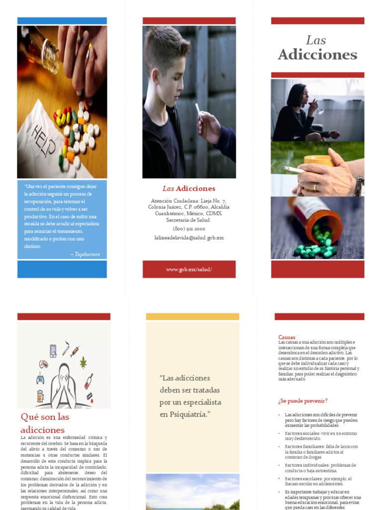 Triptico de Las Adicciones | PDF | La dependencia de sustancias | Ciencias de la Salud