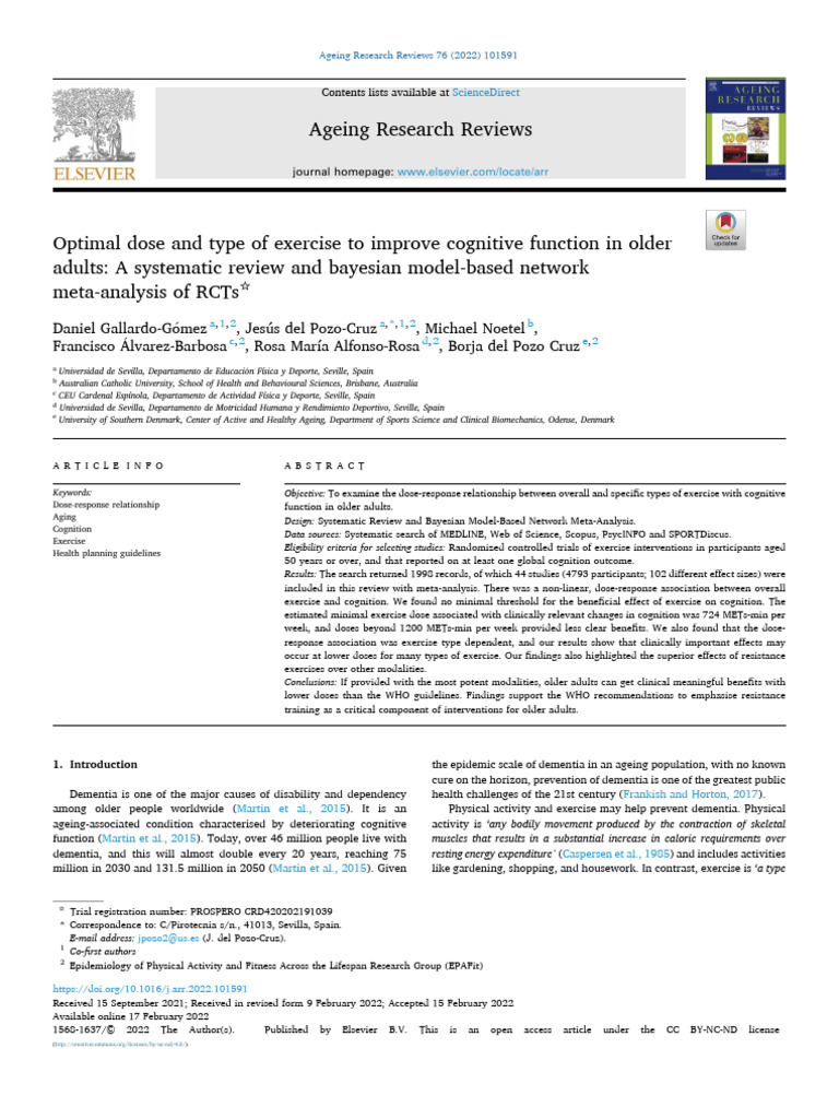 Ageing Research Reviews | PDF | Dementia | Meta Analysis