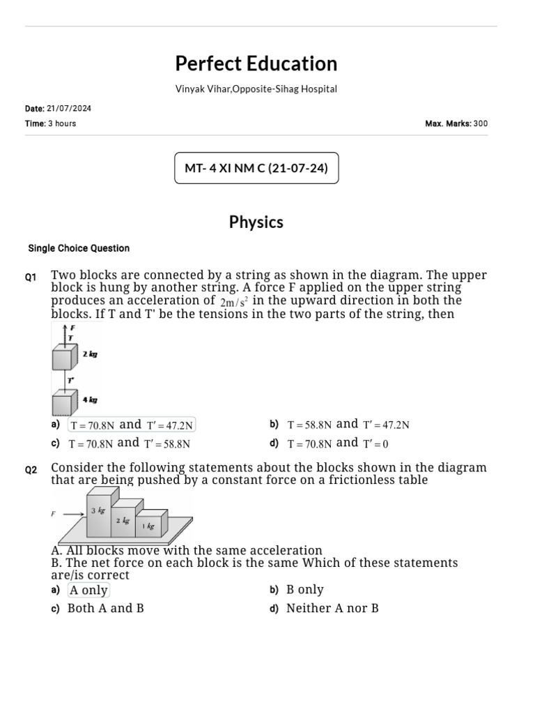 Perfect Education: Physics | PDF | Redox | Tension (Physics)