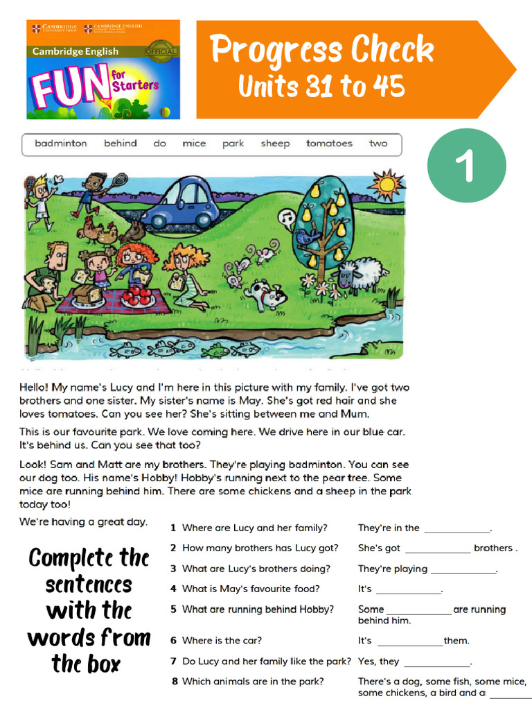 Progress Check Units 31 To 45 STARTERS | PDF