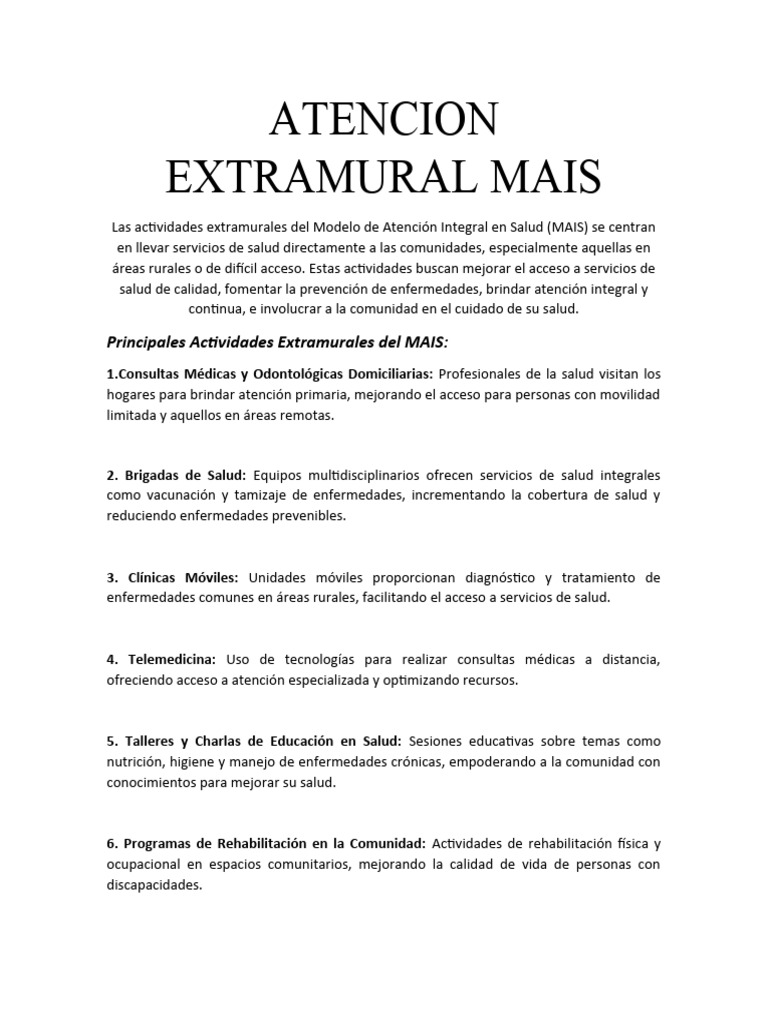 Atencion Extramural Mais | PDF | Condicion cronica | Medicina CLINICA