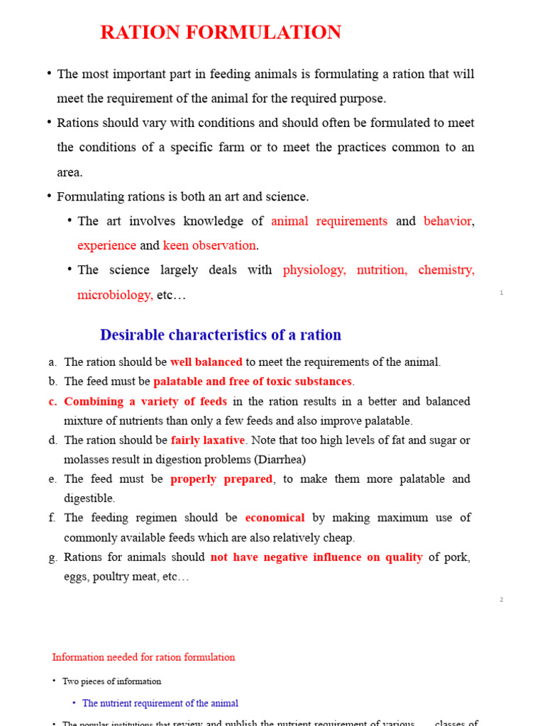Ration Formulation | PDF | Nutrition | Diet & Nutrition