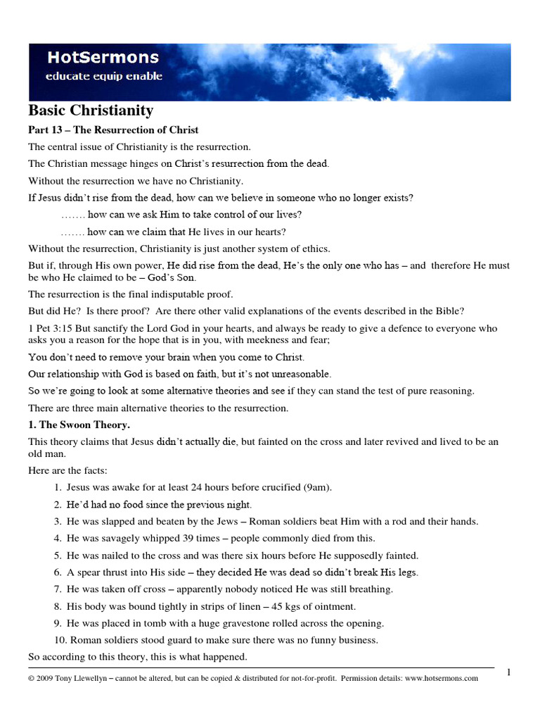 Basic Christianity Resurrection Christ | PDF | Resurrection Of Jesus ...