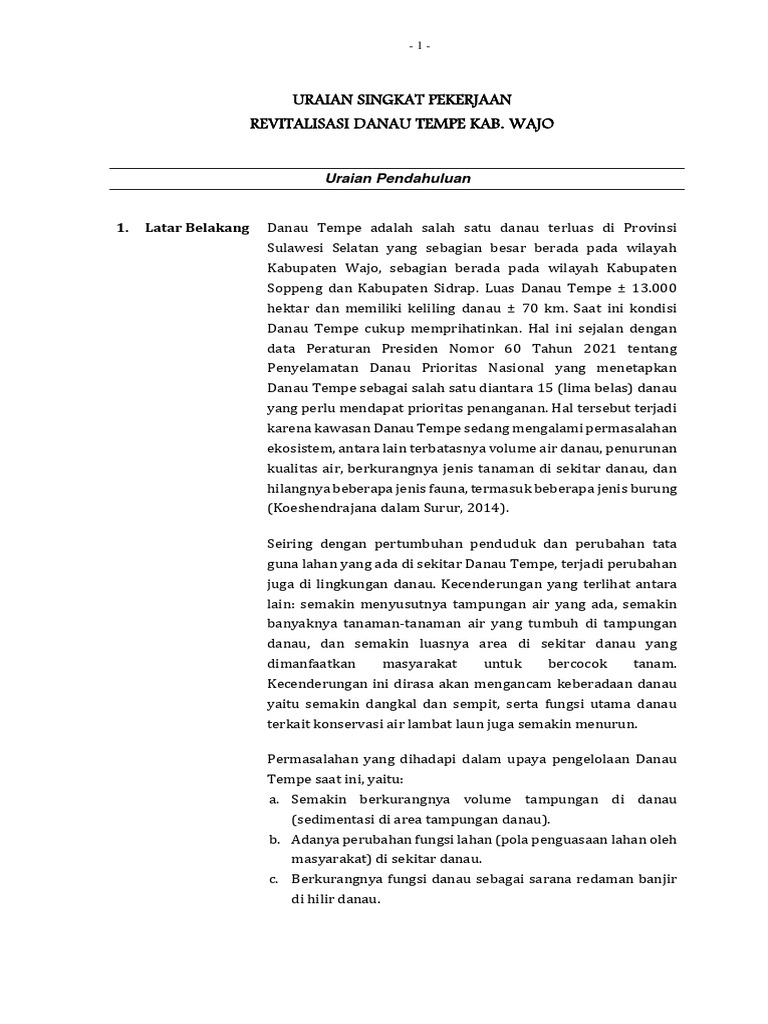 Uraian Singkat Pekerjaan Konstruksi RDT IIWajo 2023 Format MDPFINAL | PDF