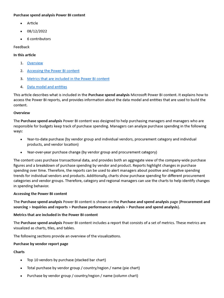 Purchase Spend Analysis in Power BI | PDF | Procurement | Microsoft Sql ...