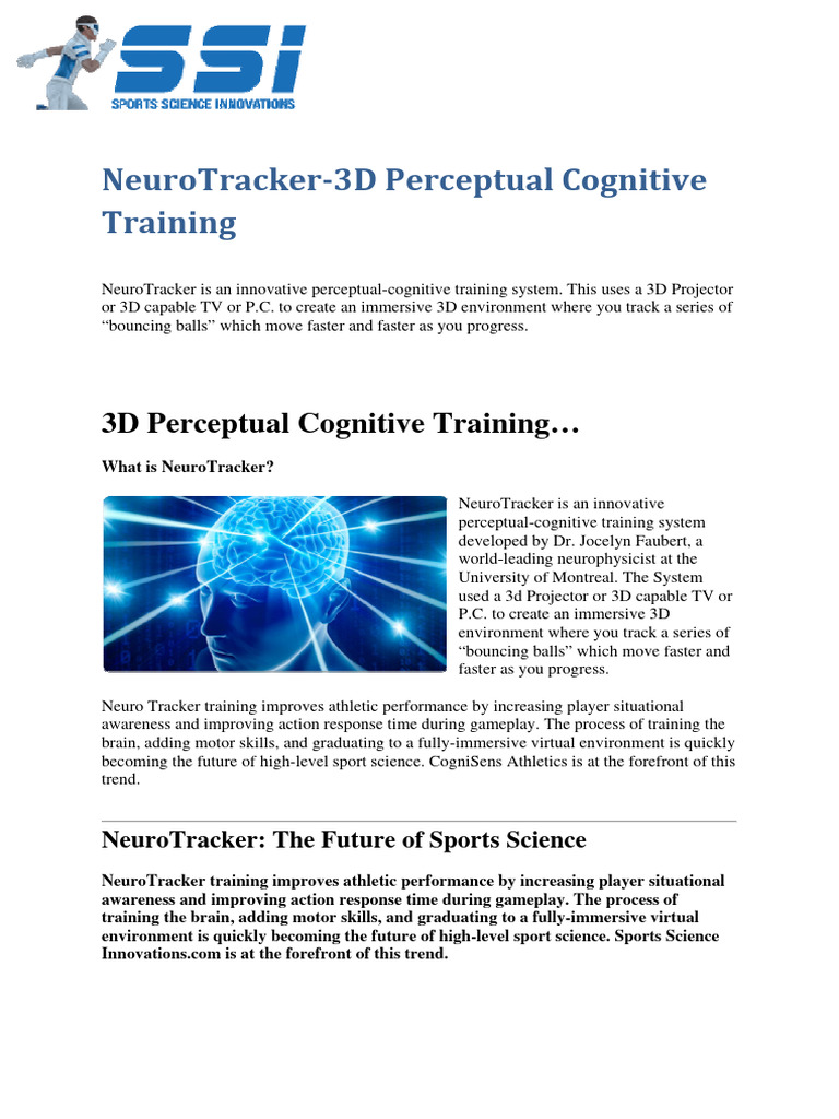 NeuroTracker: 3D Cognitive Training System | PDF | Awareness ...