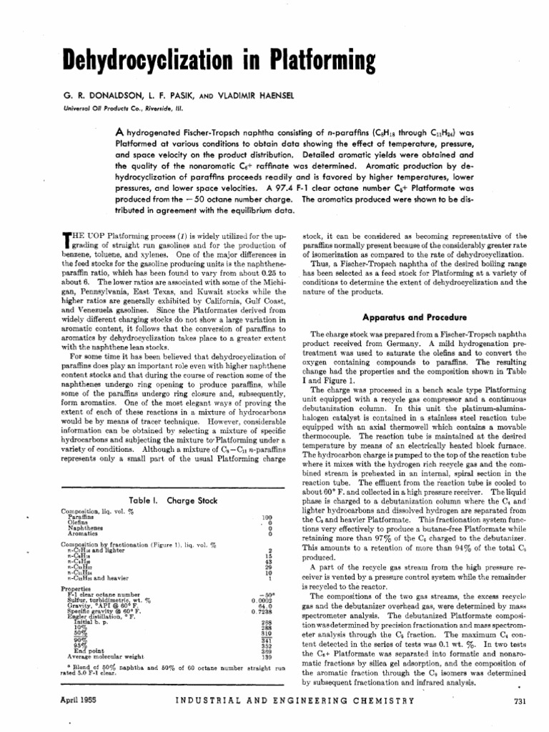 Dehydrocyclization in Platforming | PDF | Alkane | Gasoline