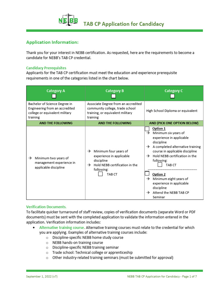 2022 NEBB TAB CP Application For Candidacy v7 2022.09.01 | PDF | Arbitration | Justice