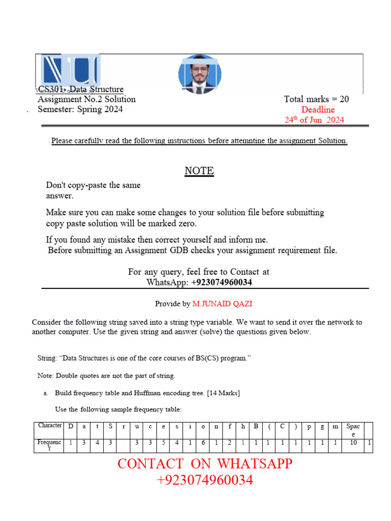 CS301-Assignment 2 Solution | PDF | String (Computer Science) | Bit