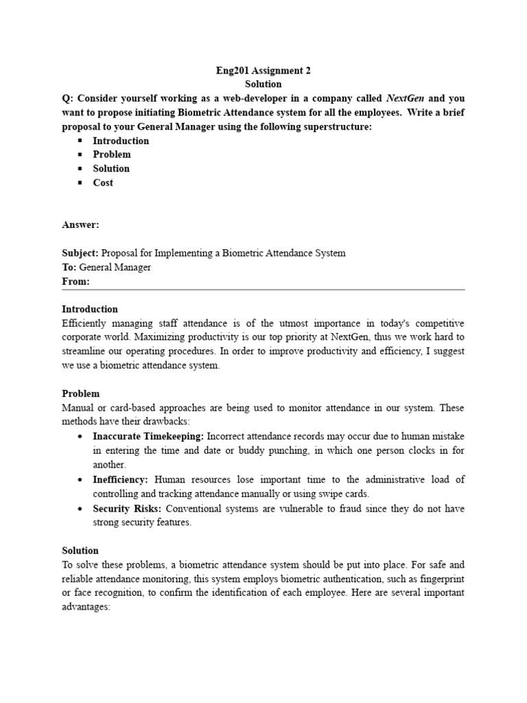 Eng201 Assignment Sol Pdf Biometrics Information Technology