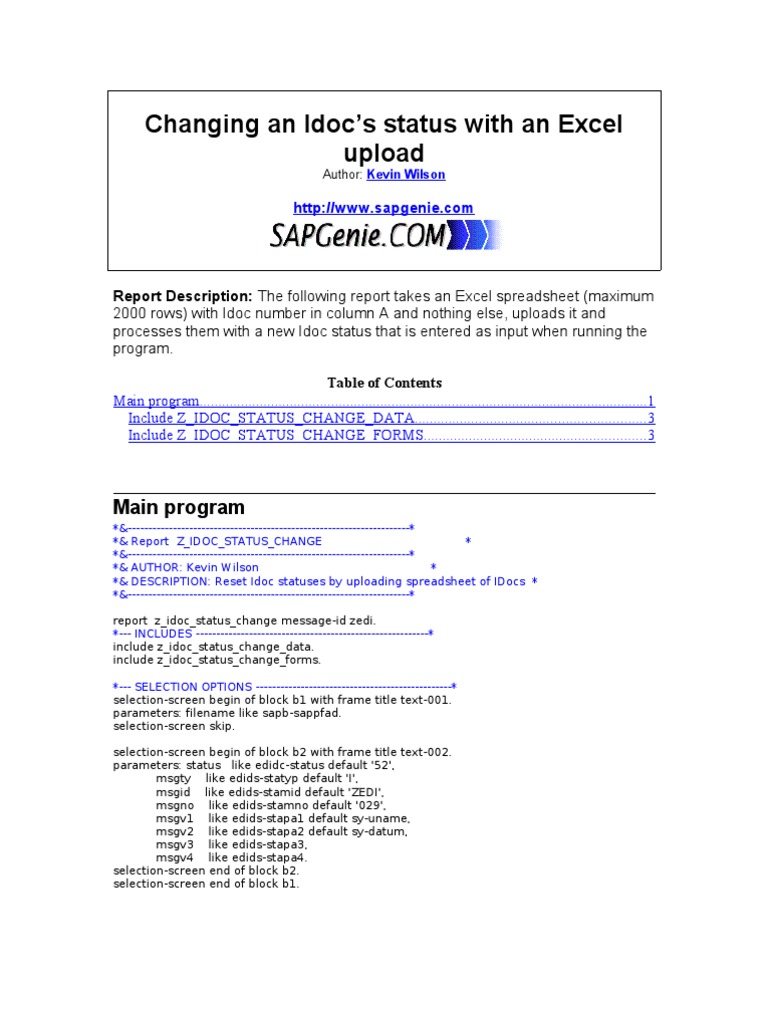Update IDoc Status via Excel Upload | PDF | Filename | Microsoft Excel