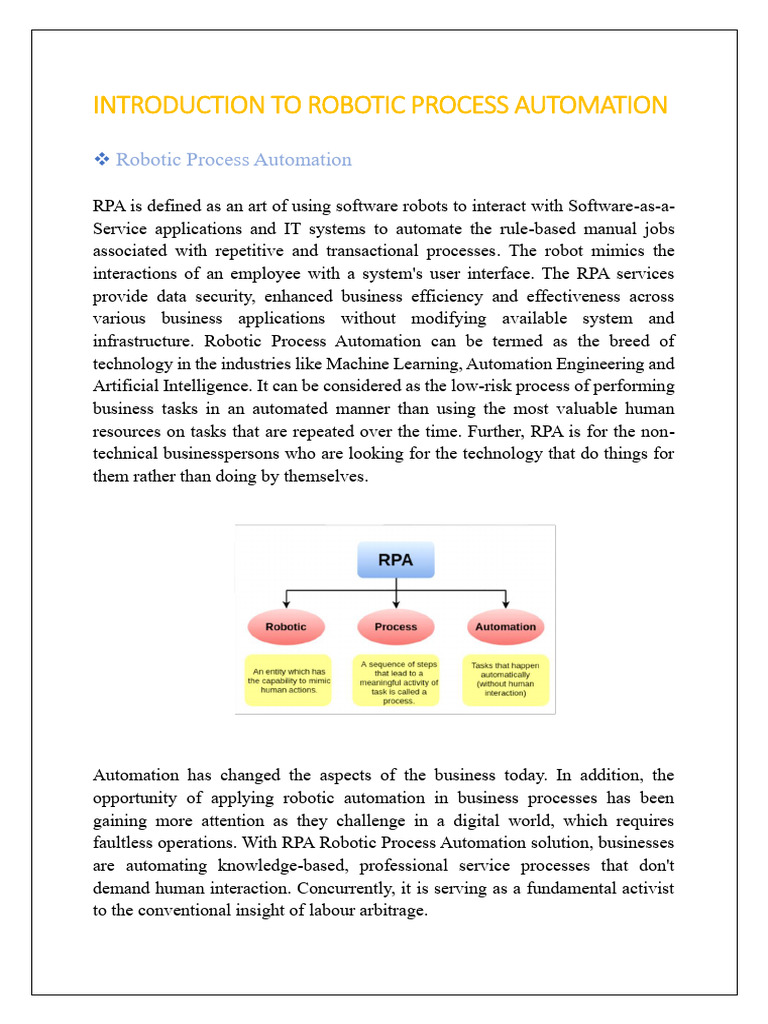 Introduction To Robotic Process Automation | PDF | Automation | Business Process Management