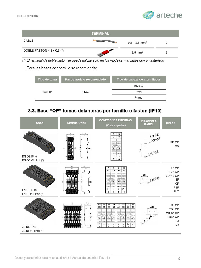 Bases de Rele ARTECHE | PDF | Relé | Electricidad