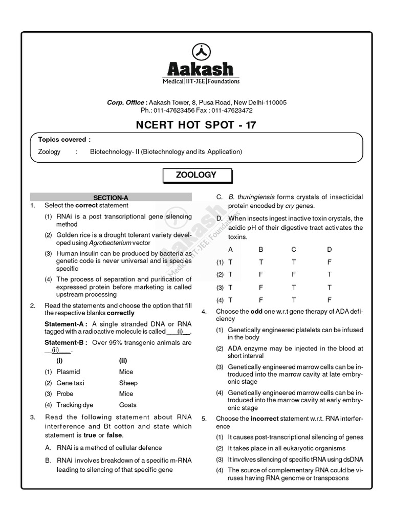Ncert Hotspots Q. Papers | PDF | Genetically Modified Organism | Recombinant Dna