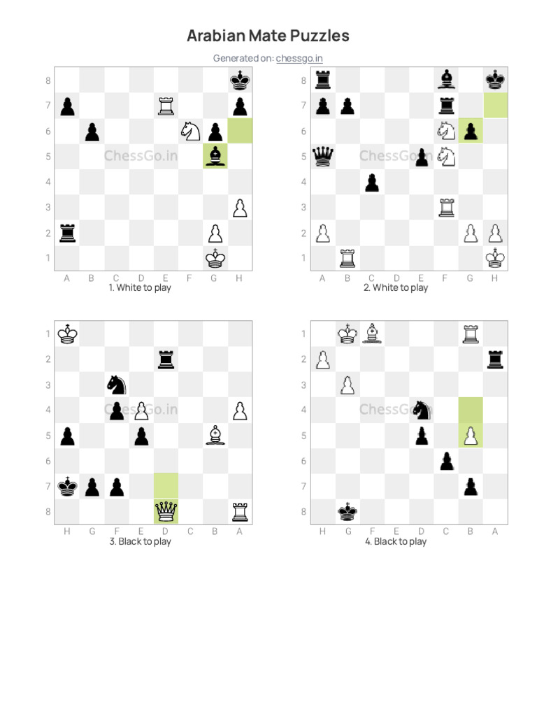 Arabian Mate Chess Puzzles _ Easier Difficulty _ ChessGo.In (1 ...