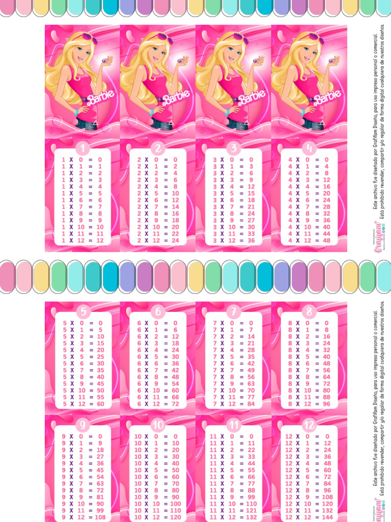 Tablas Barbie 10 | PDF