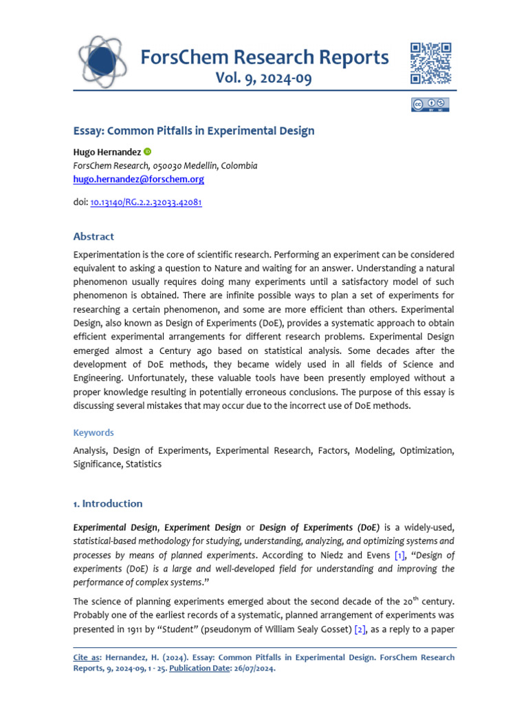 Essay: Common Pitfalls in Experimental Design | PDF | Errors And ... Essay: Common Pitfalls in Experimental Design | PDF | Errors And ...