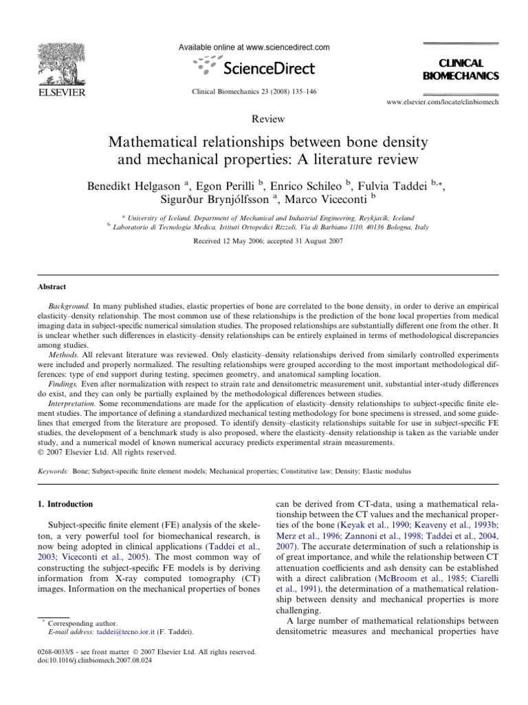 Mathematical Relationships Between Bone | PDF | Elasticity (Physics ...