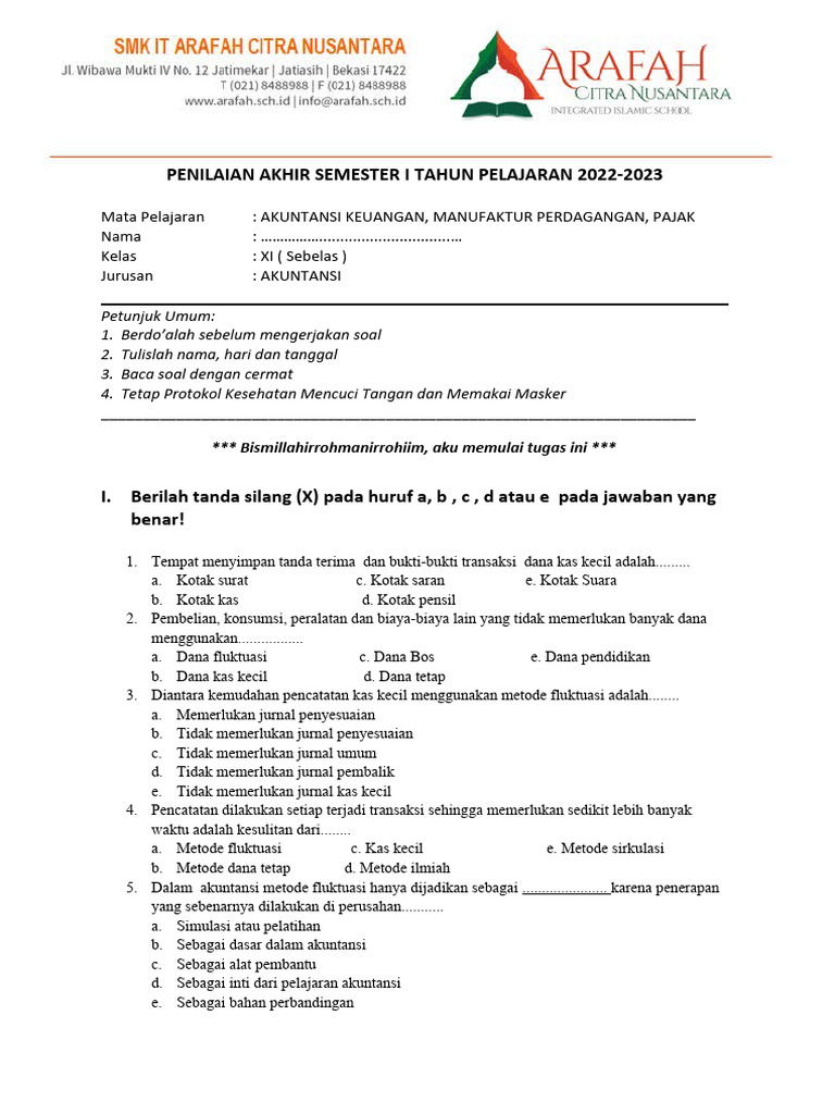 Soal Pas Akuntansi Kelas Xi | PDF | Bisnis | Hukum