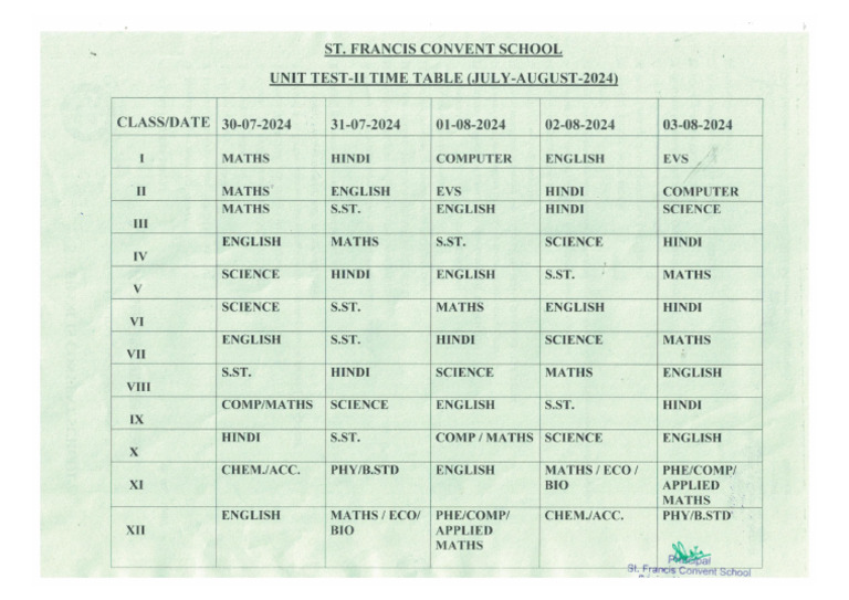 UT 2 DATE SHEET | PDF