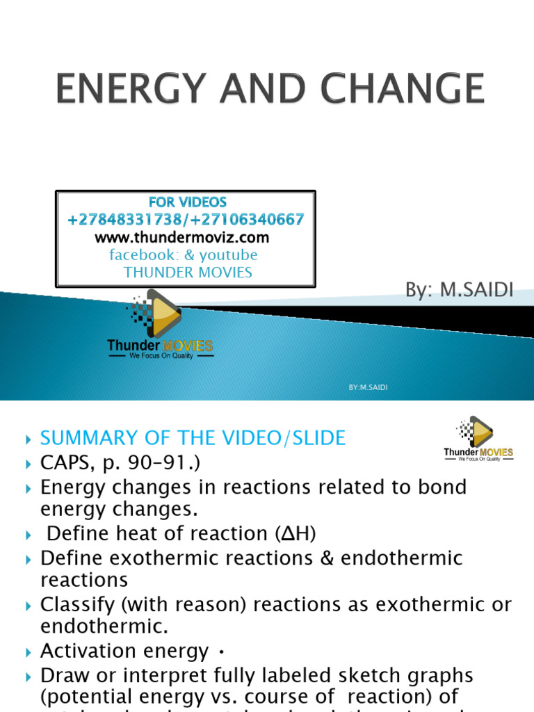 Energy and Change | PDF | Chemical Reactions | Activation Energy